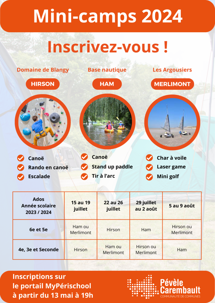 Mini Camps Eté 2024 | Ville de Mérignies